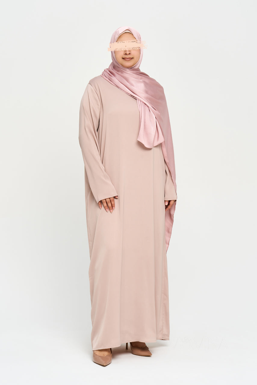 Nura Satin Straight Abaya - Sandstone | Momina Hijabs
