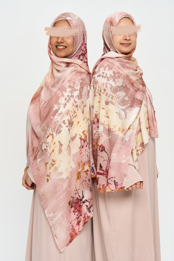 Printed Modal Hijab - Pink Salt | Momina Hijabs