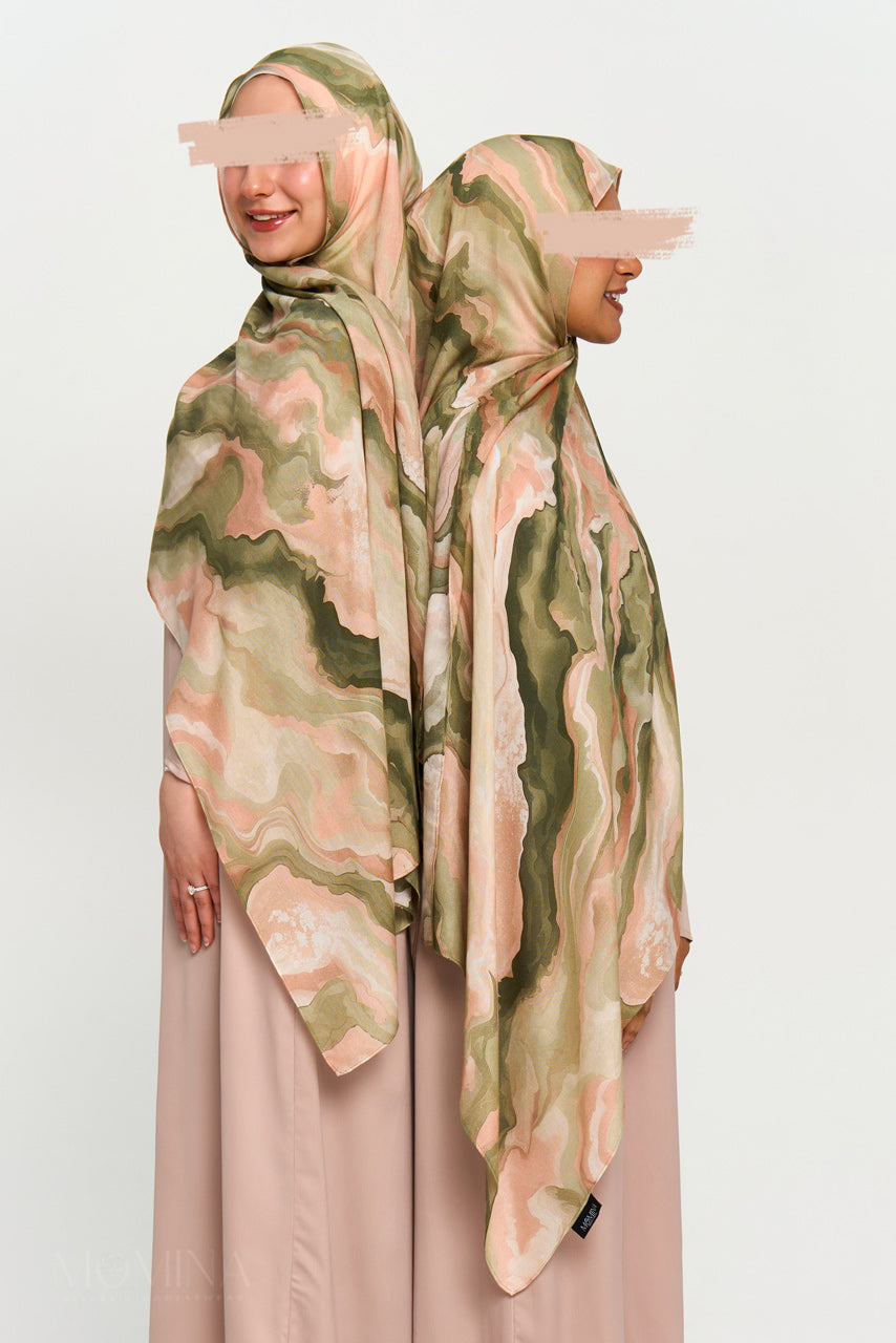 Printed Modal Hijab - Sage Marble | Momina Hijabs